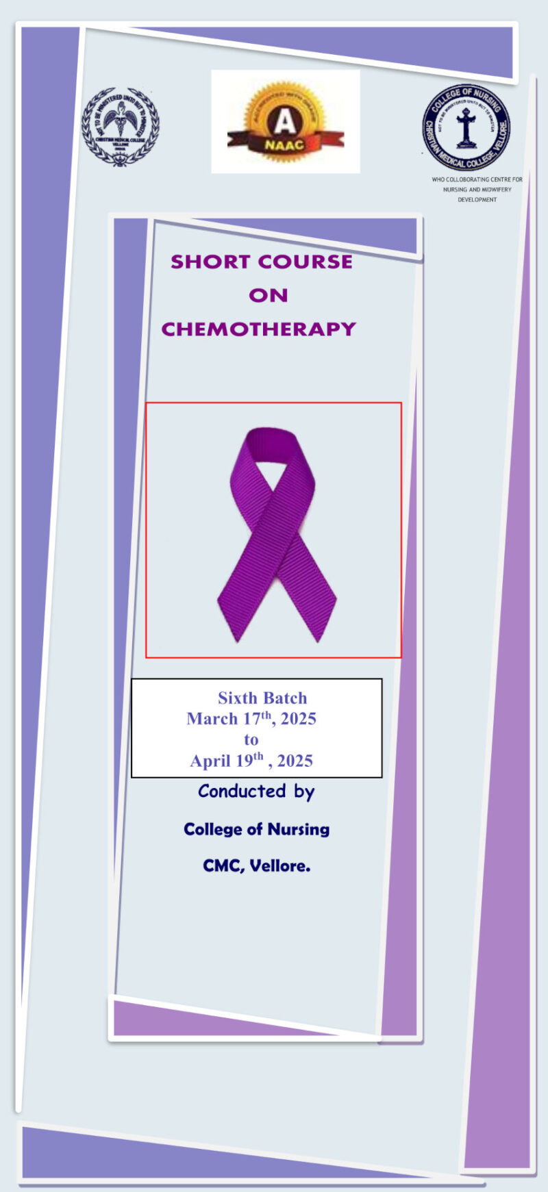 Short course on Chemotherapy from March 17th to April 19th, 2025 ...